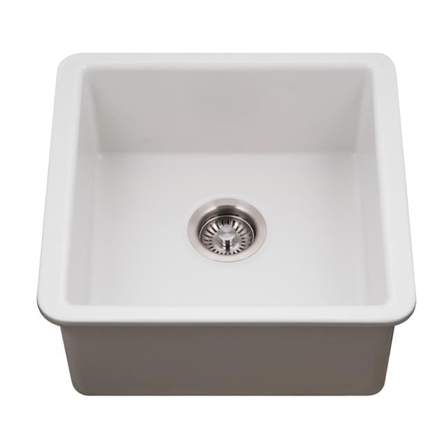 Houzer PTB-2020 MWH-C 20 in. Platus Matte White Fireclay Undermount ...