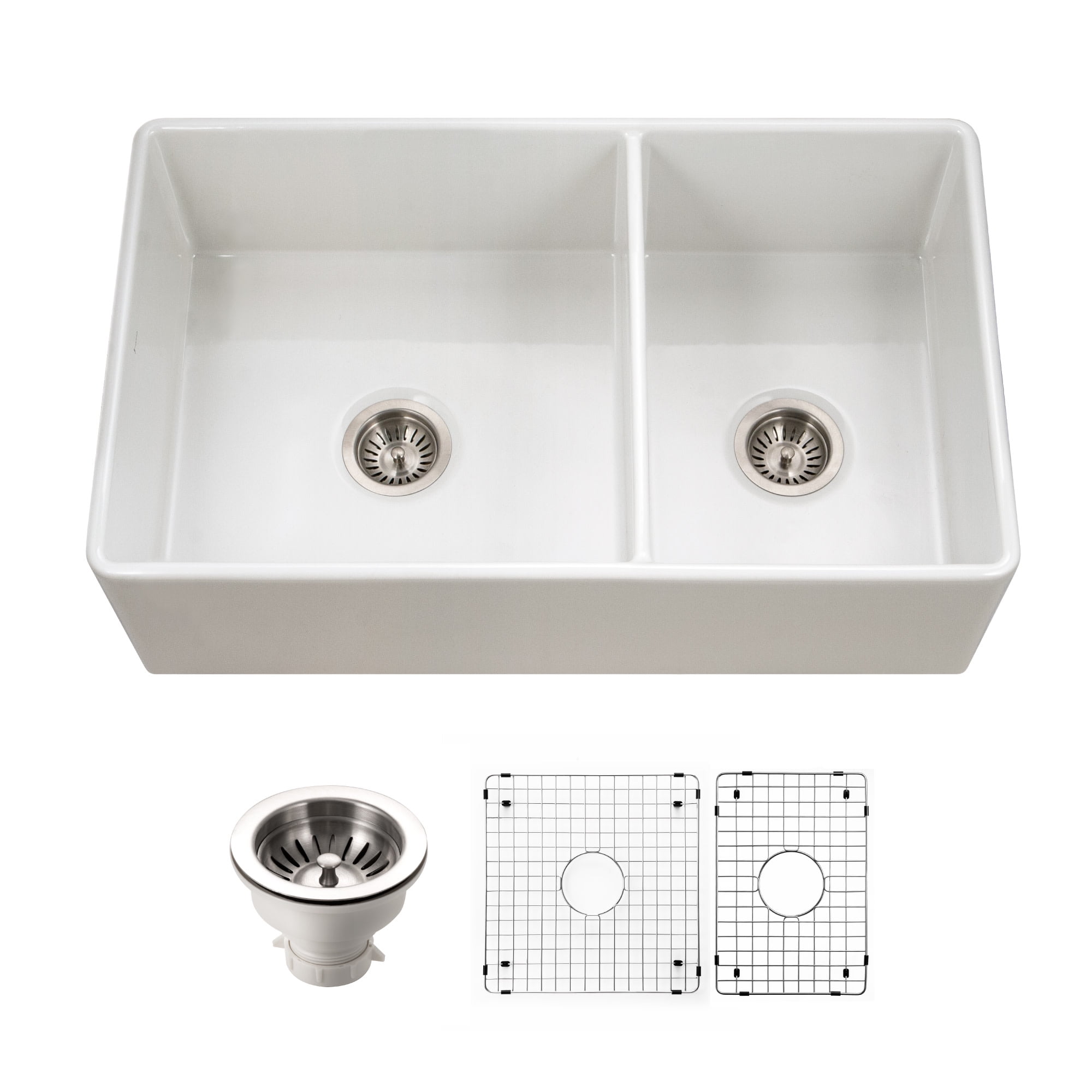 Houzer Ptd-6040-C Platus 33" Farmhouse Double Basin Fireclay Kitchen ...