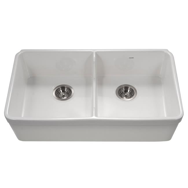 Houzer Ptd-6400-C Platus 32-3/16" Farmhouse Double Basin Fireclay Kitchen Sink - White - Walmart.com