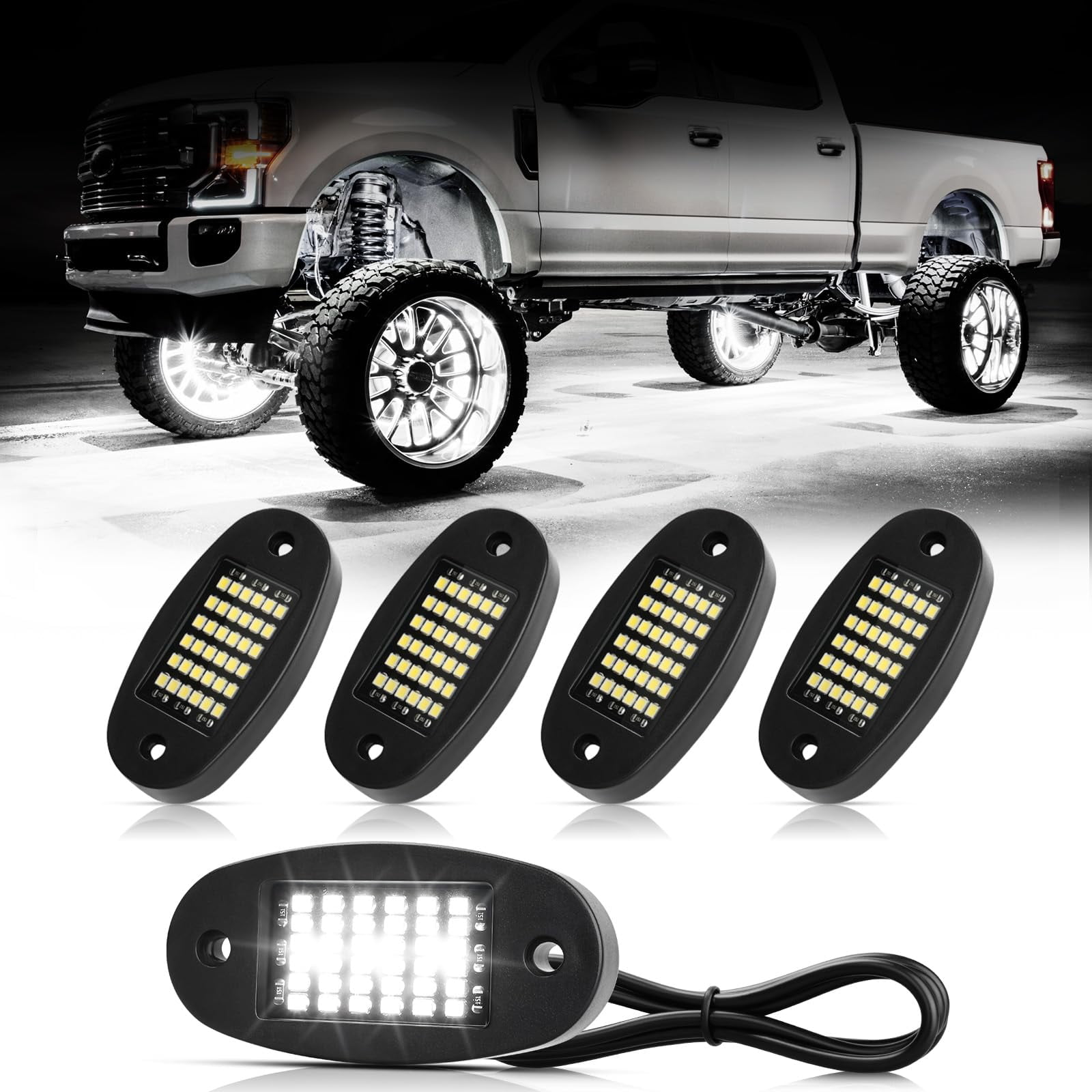 Hovano 4 Pods White Rock Lights 6000K H2FSDPure White 36 LEDs SMD Chips ...