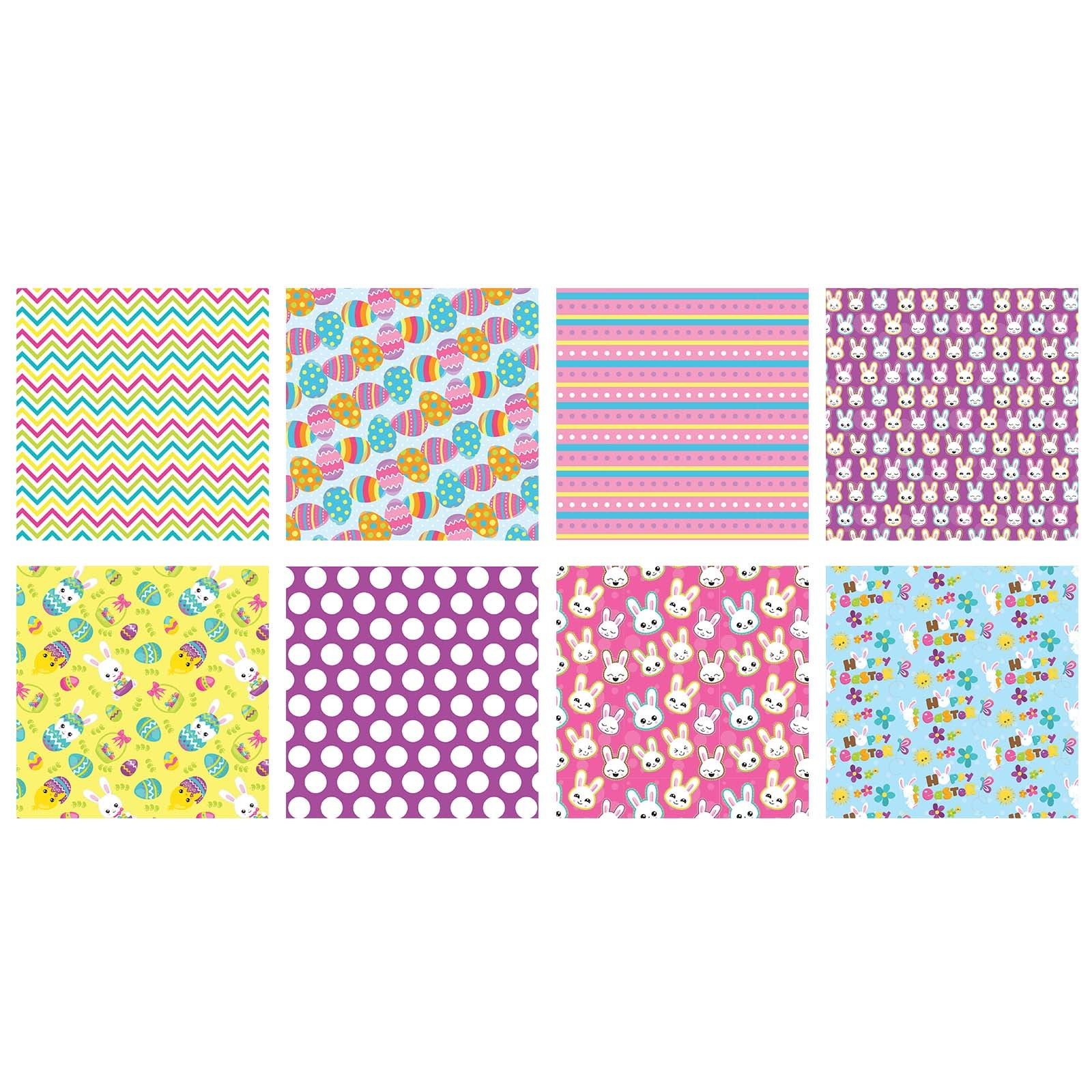 Hovilon 10PCS Easter Cotton Fabric Bundles，Easter Fabric Eggs Rabbit ...