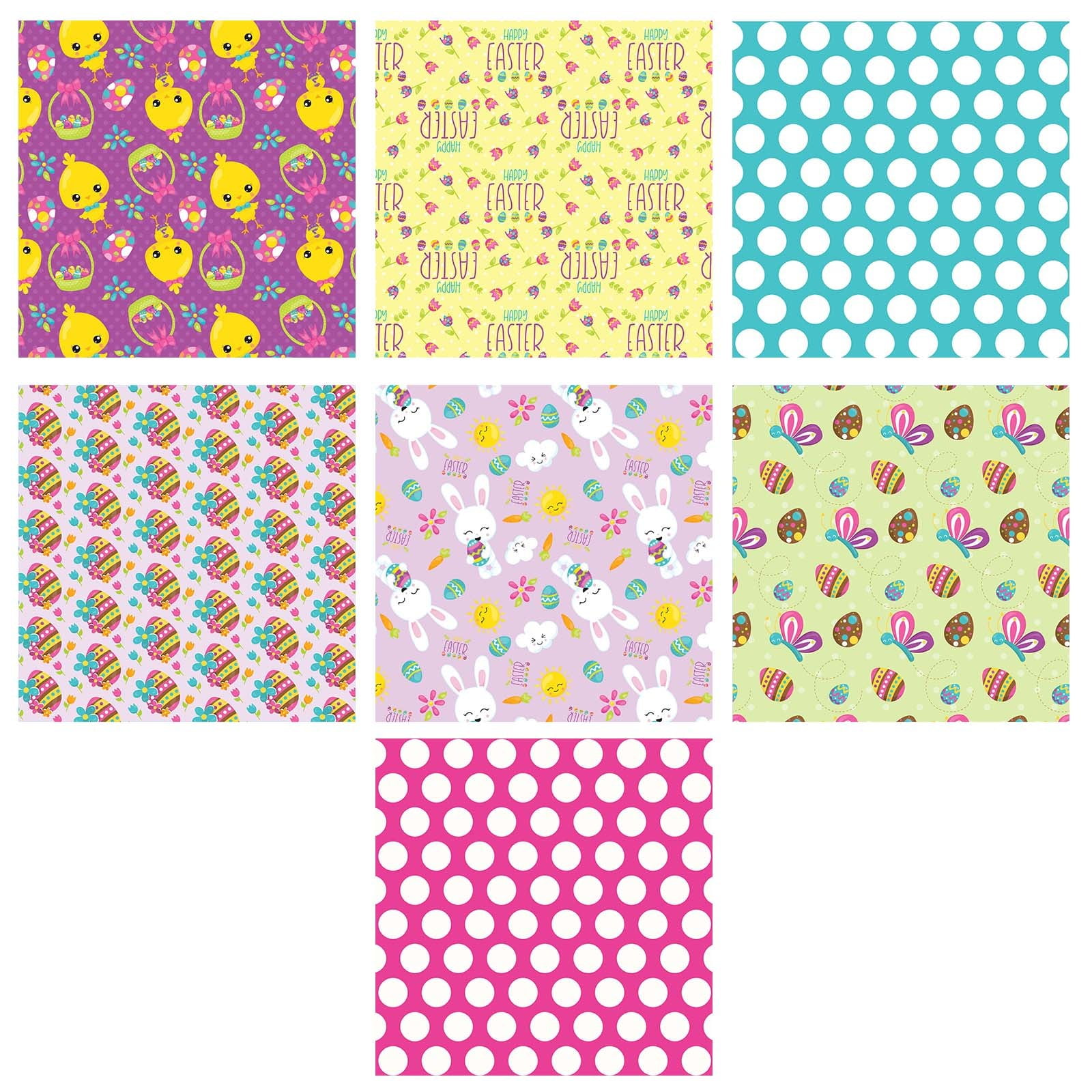 Hovilon 10PCS Easter Cotton Fabric Bundles ，Easter Fabric Eggs Rabbit ...