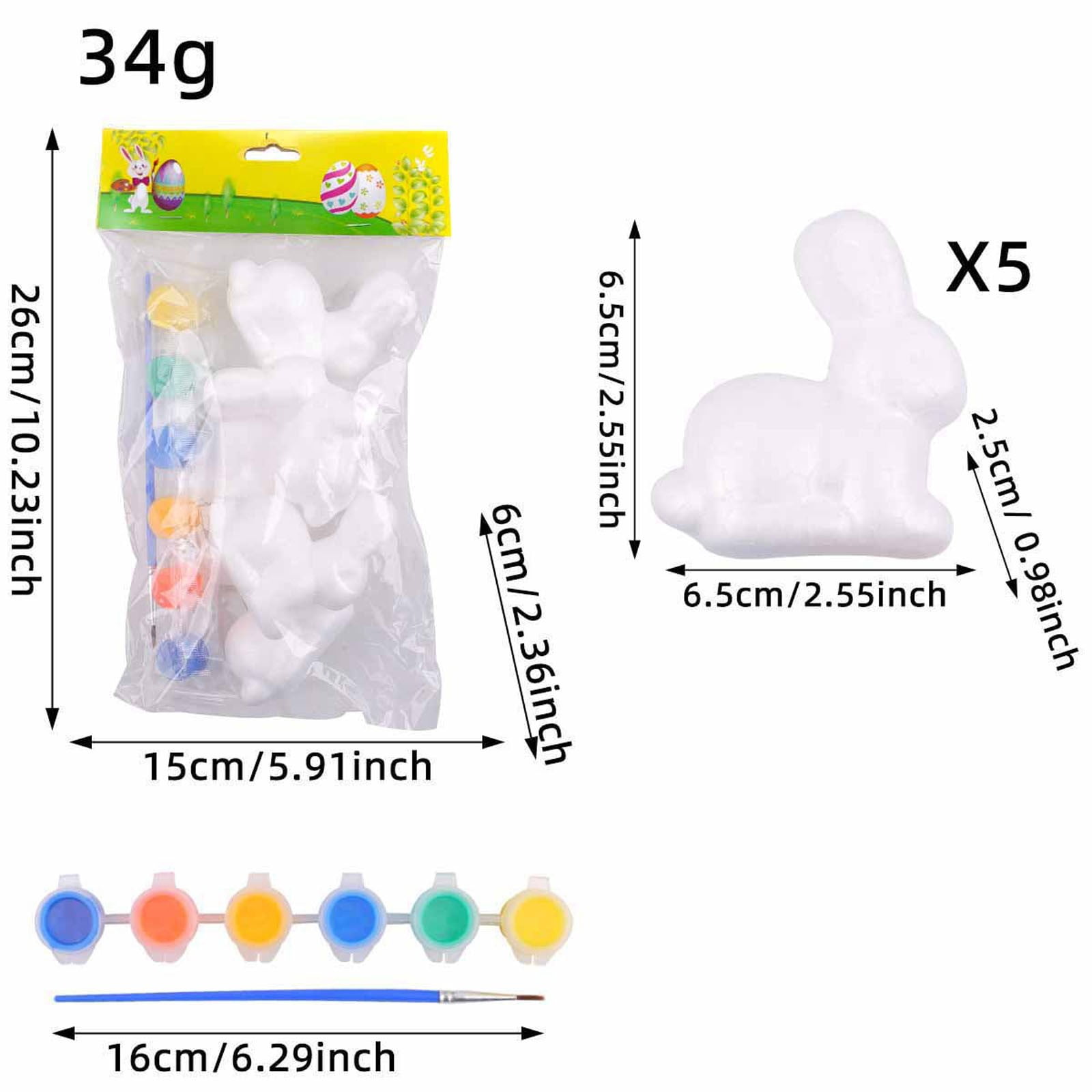 Hovilon Easter Bunny DIY Painting Kit Foam to Paint Your Own Bunny ...
