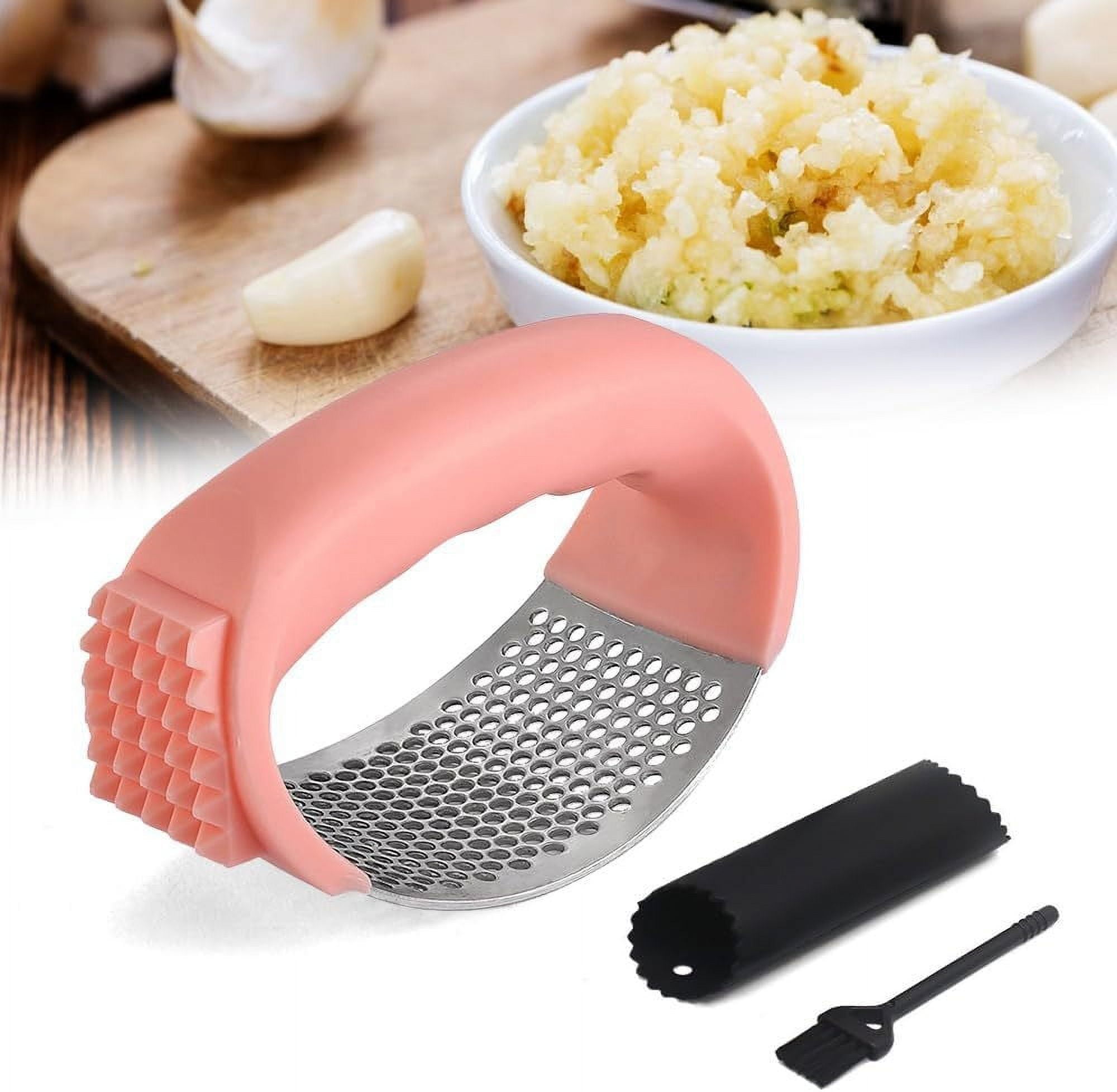 Hovilon Garlic Press Rocker,Stainless Steel Garlic Mincer and Garlic ...