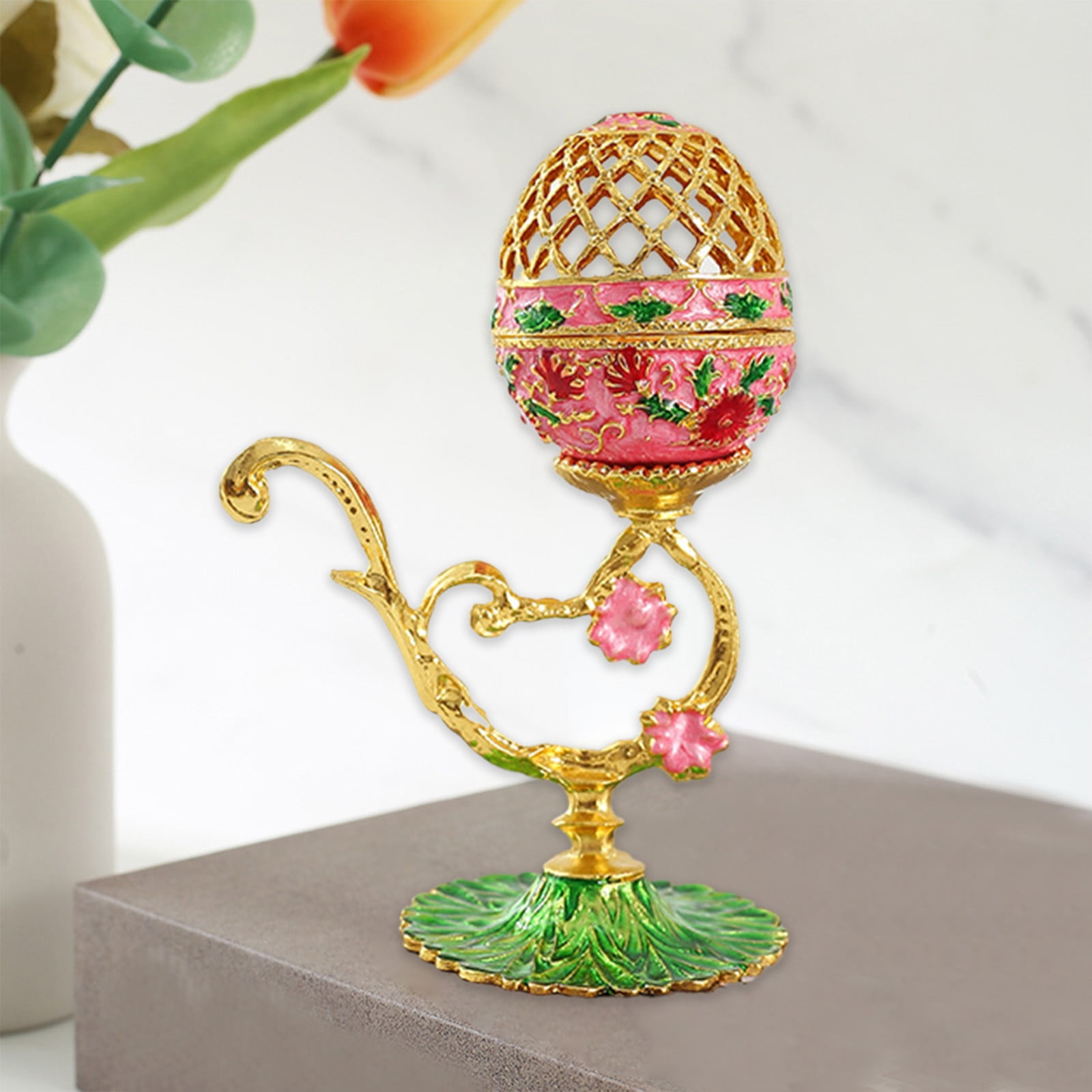 Hovilon Hand Painted Easter Egg Style Decorative Enamel Trinket Box ...