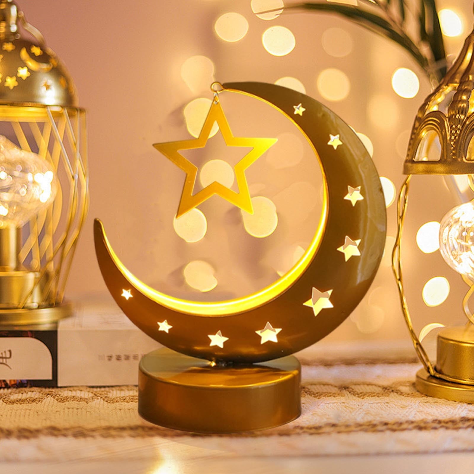 Hovilon Moon Lamp,Ramadan Mubarak Flameless LED Candles Lights，Eid ...