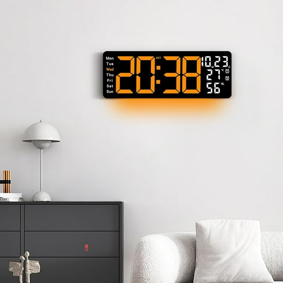 Hovmgk 17.3-inch Multifunctional LED Wall Clock, Large Digital Display ...