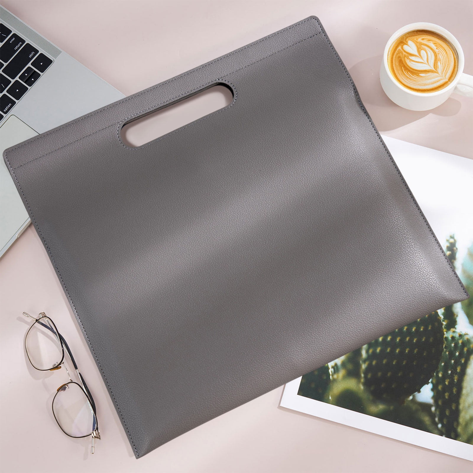 Hovmgk A4 Magnetic Handheld Document Bag, Waterproof Faux Leather File Holder, Portable Business ...