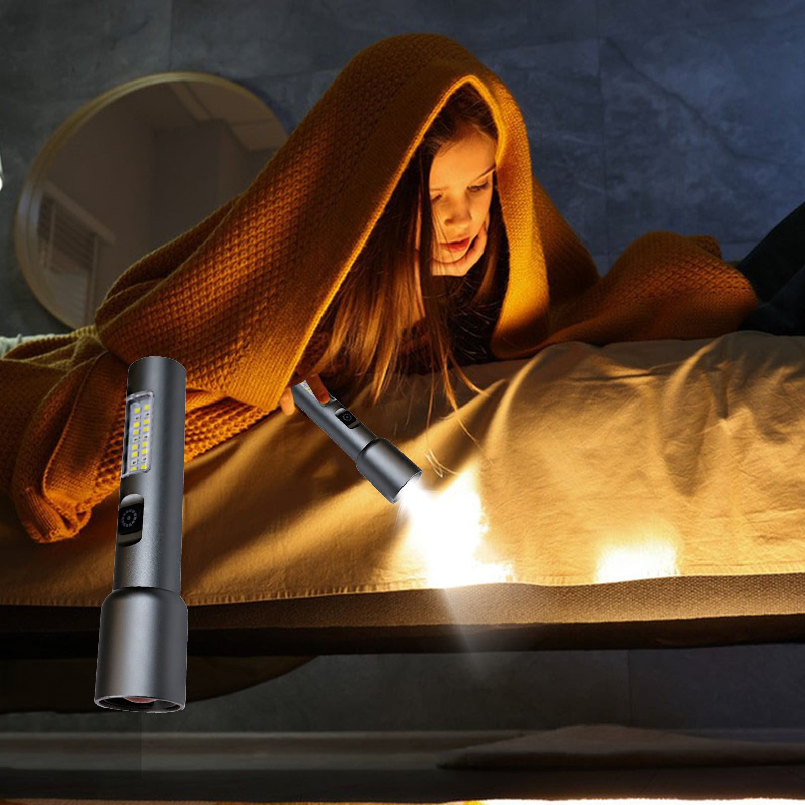 Hovmgk Back to School Supplies Outdoor Rechargeable Flashlight Side ...