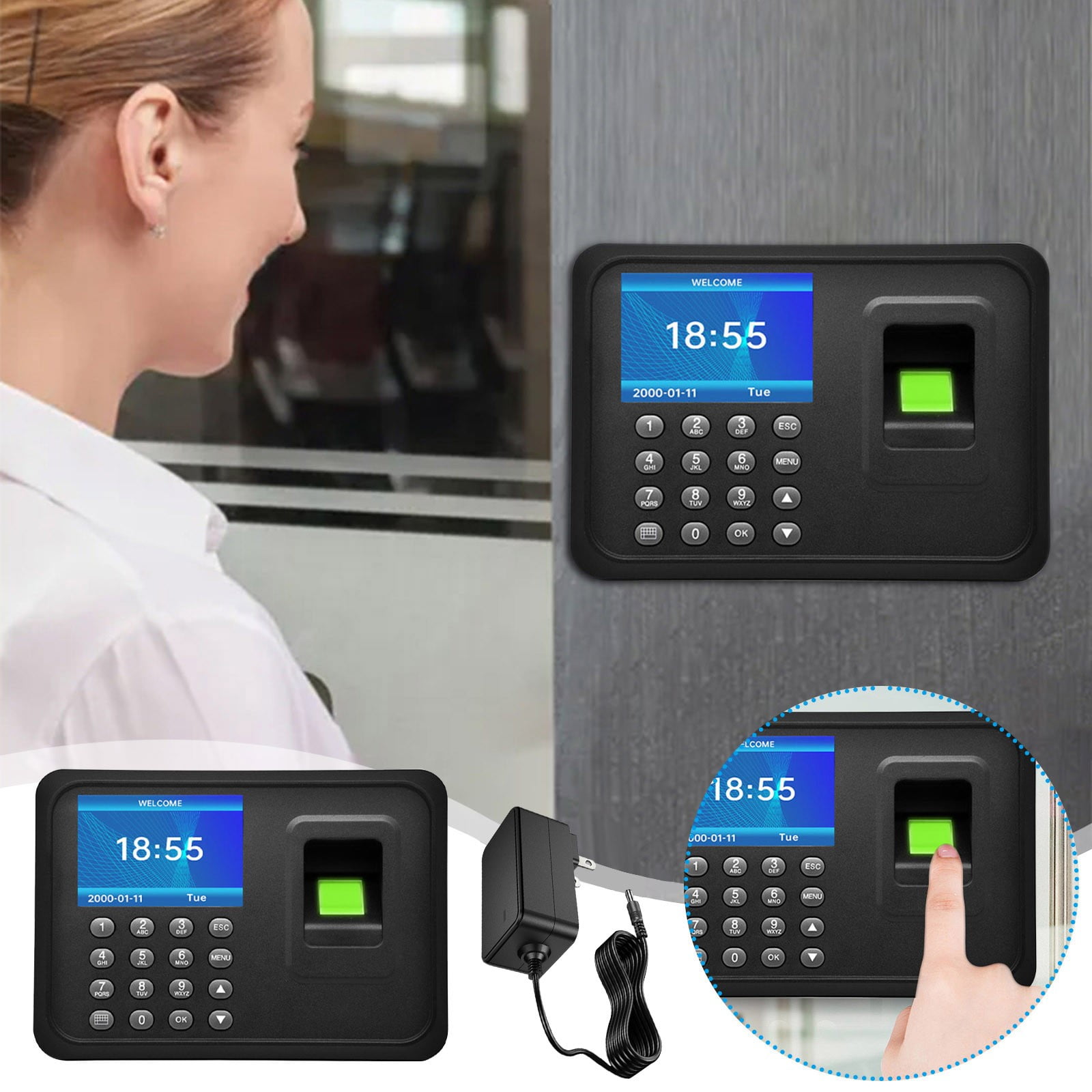 Hovmgk Biometric Fingerprint Password Attendance Device, 4-Inch LCD ...