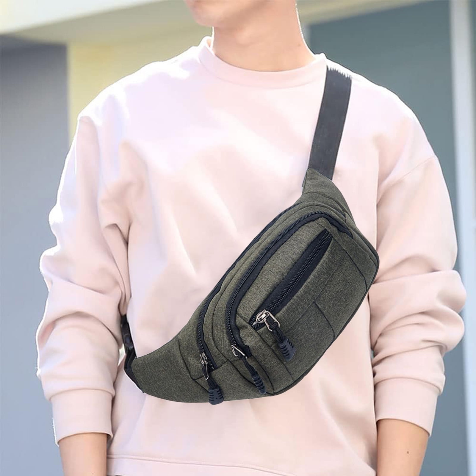 Hovmgk Fanny Pack for Women & Men, Crossbody Chest Bag with 3 Zipper ...