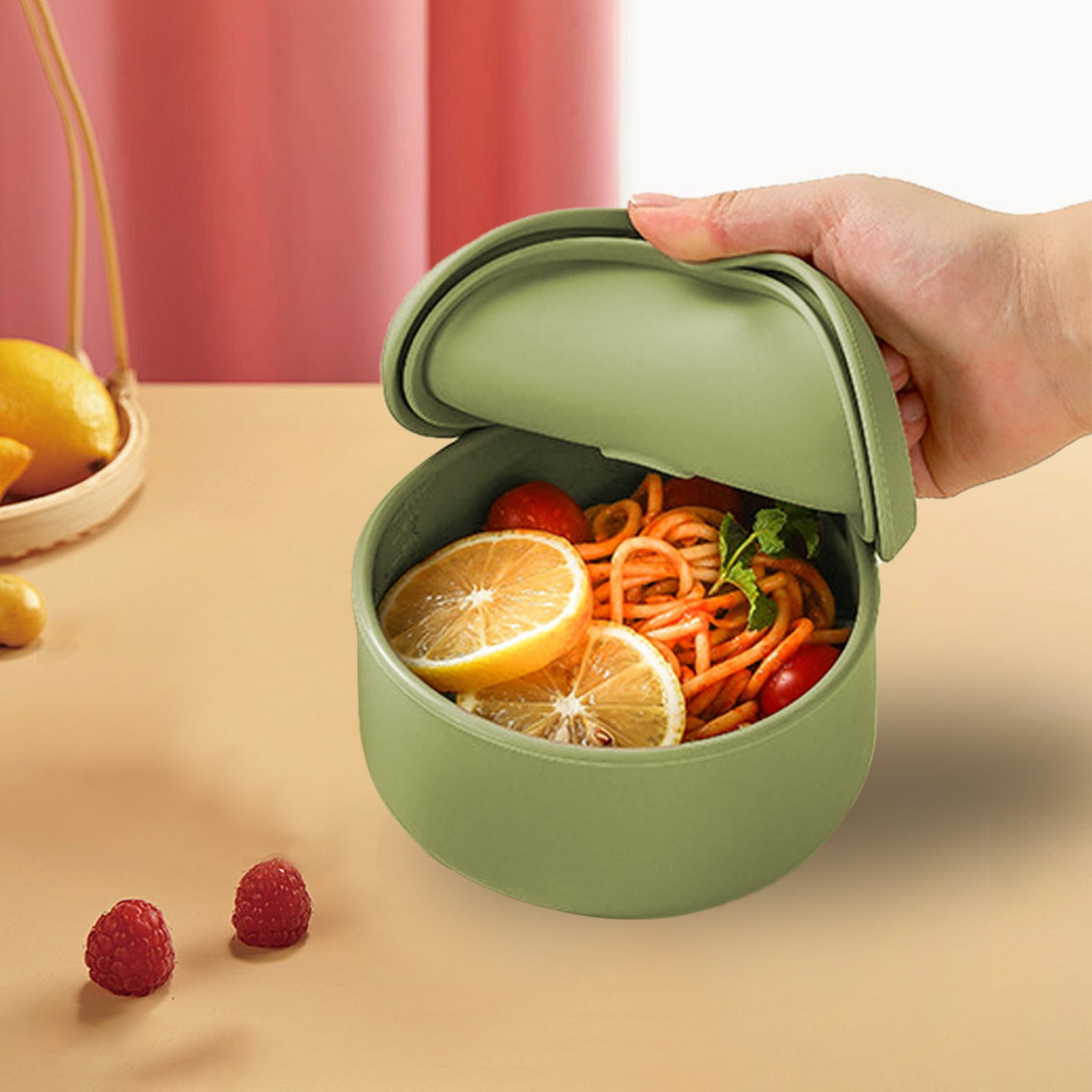 Hovmgk Food Grade Silicone Lunch Box, Microwave & Refrigerator Safe ...