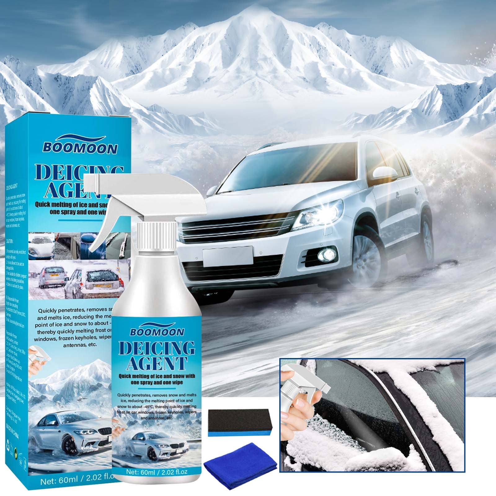 Hovmgk Ice Melting Snow Remover Set, Deicer Spray for Windshield ...
