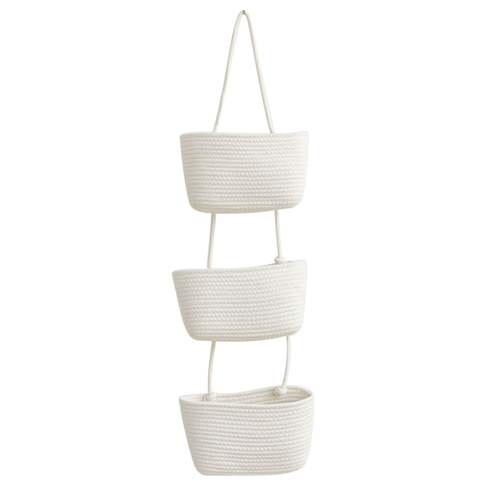 Hovmgk Wall Hanging Basket Storage, 3-Layer Cotton Rope Hanging ...