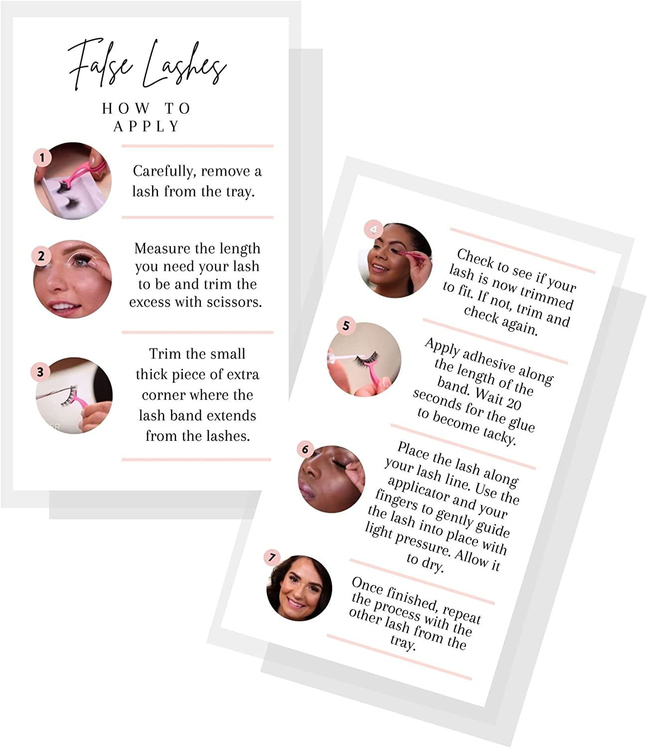 How to Apply False Lashes Card 50 Pack Physical Printed 2" x 3.5 ...