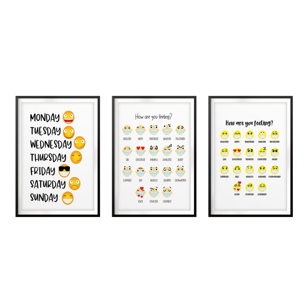 How Are You Feeling Emoji 8 x 10" Wall Art UNFRAMED Print (3 Pack ...