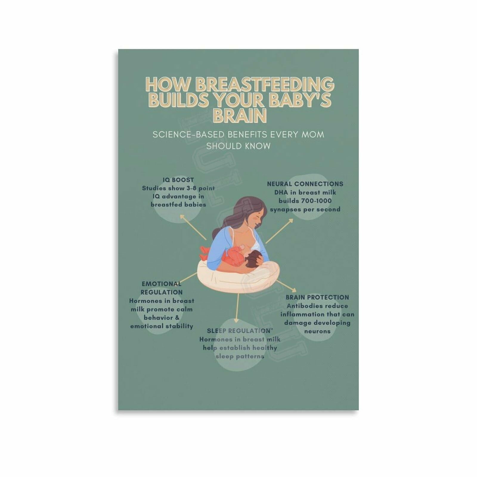 How Breastfeeding Builds Your Baby's Brain Poster Canvas Painting ...