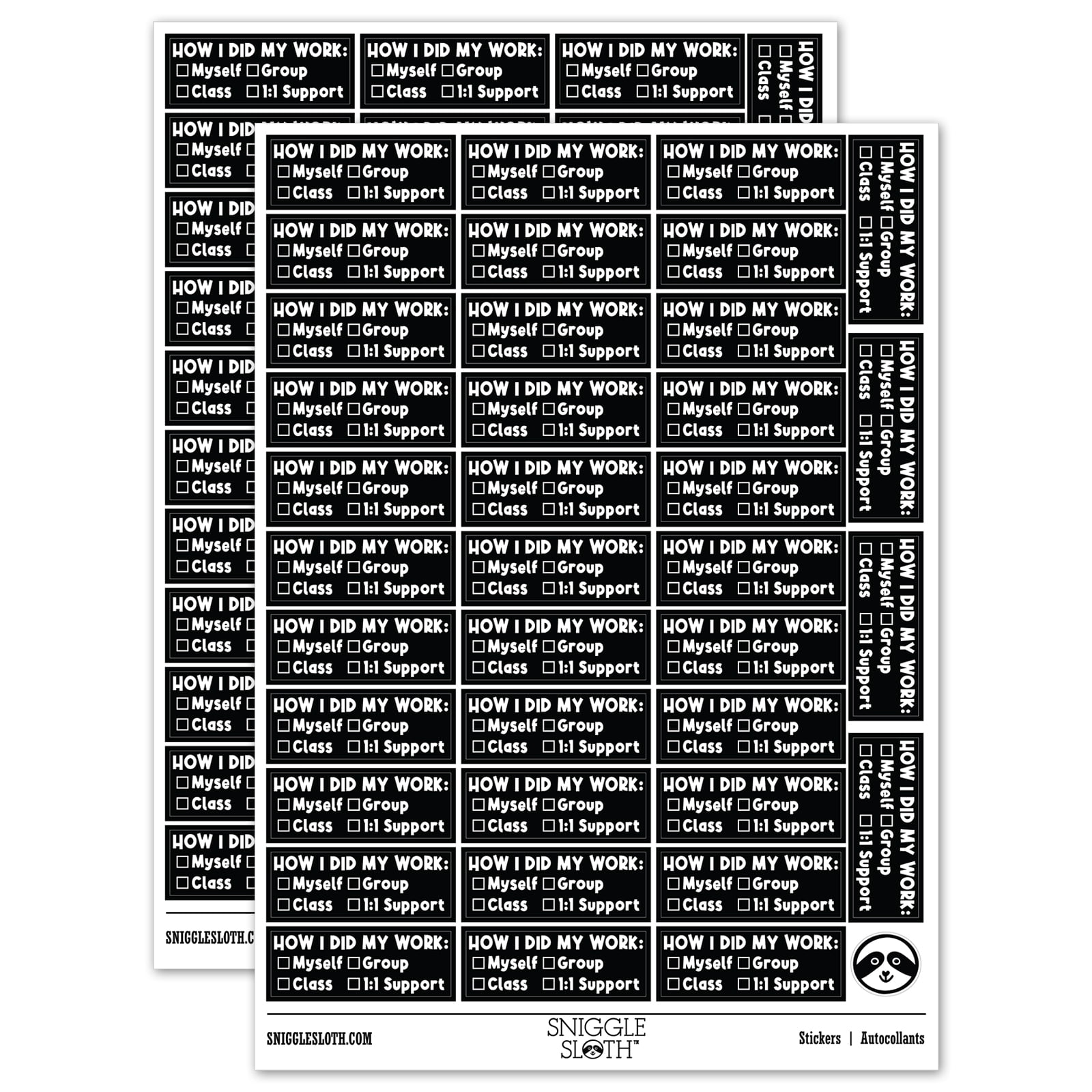 How I Did My Work Checklist Teacher Student School Sticker Set - Black ...