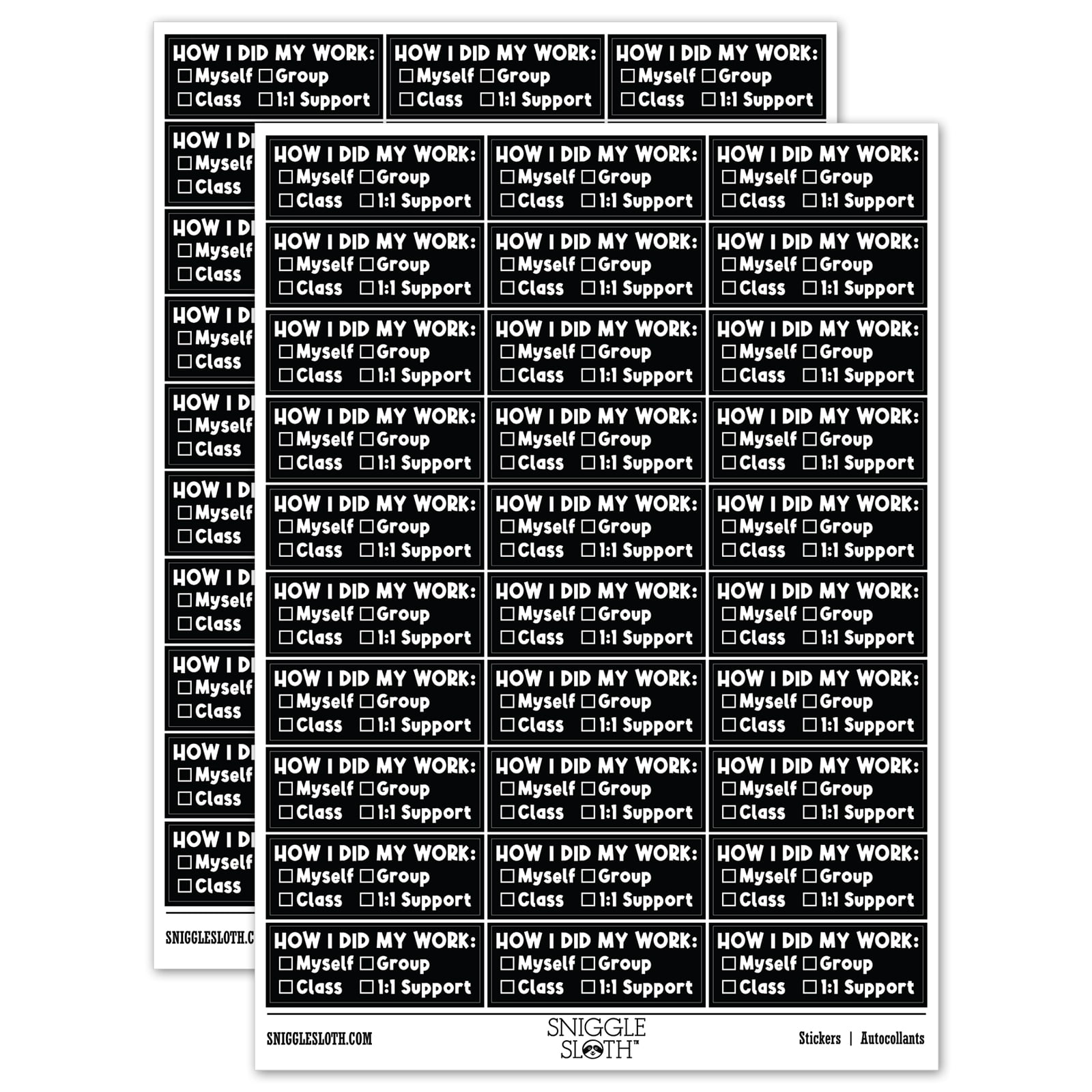 How I Did My Work Checklist Teacher Student School Sticker Set - Black ...