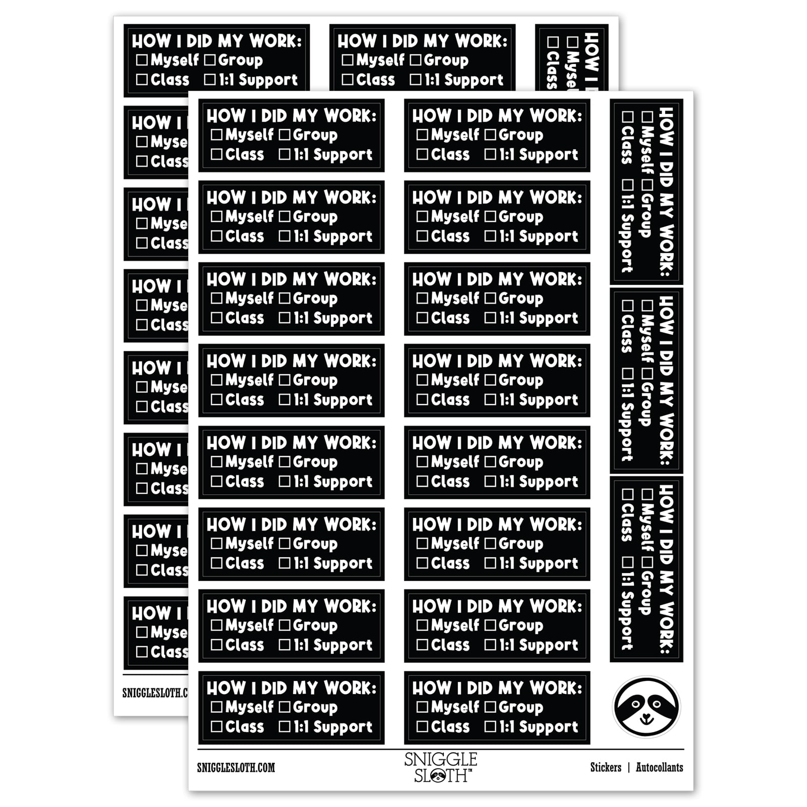 How I Did My Work Checklist Teacher Student School Sticker Set - Black ...