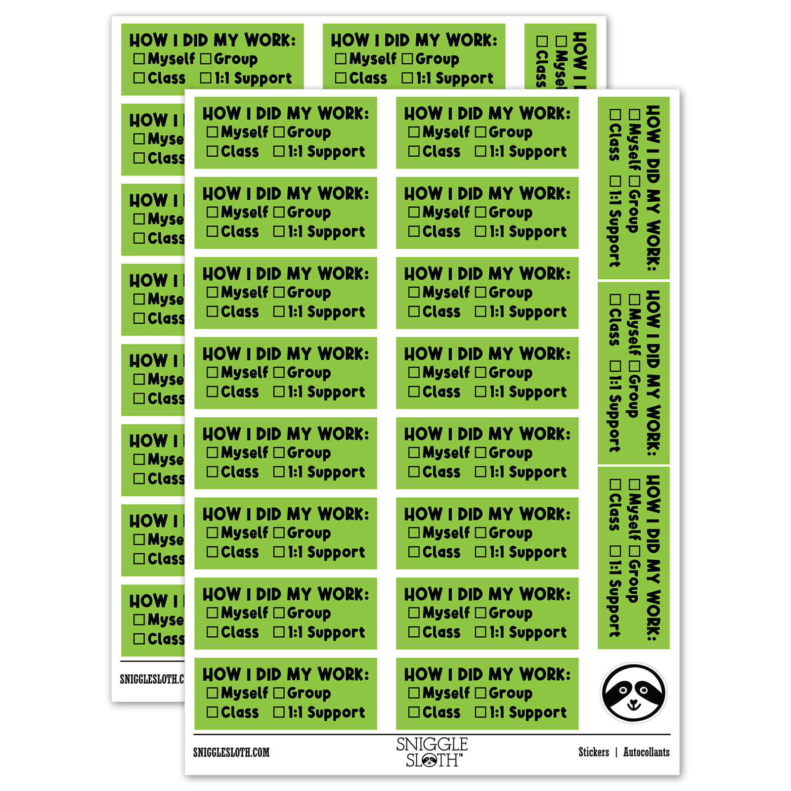 How I Did My Work Checklist Teacher Student School Sticker Set - Light ...