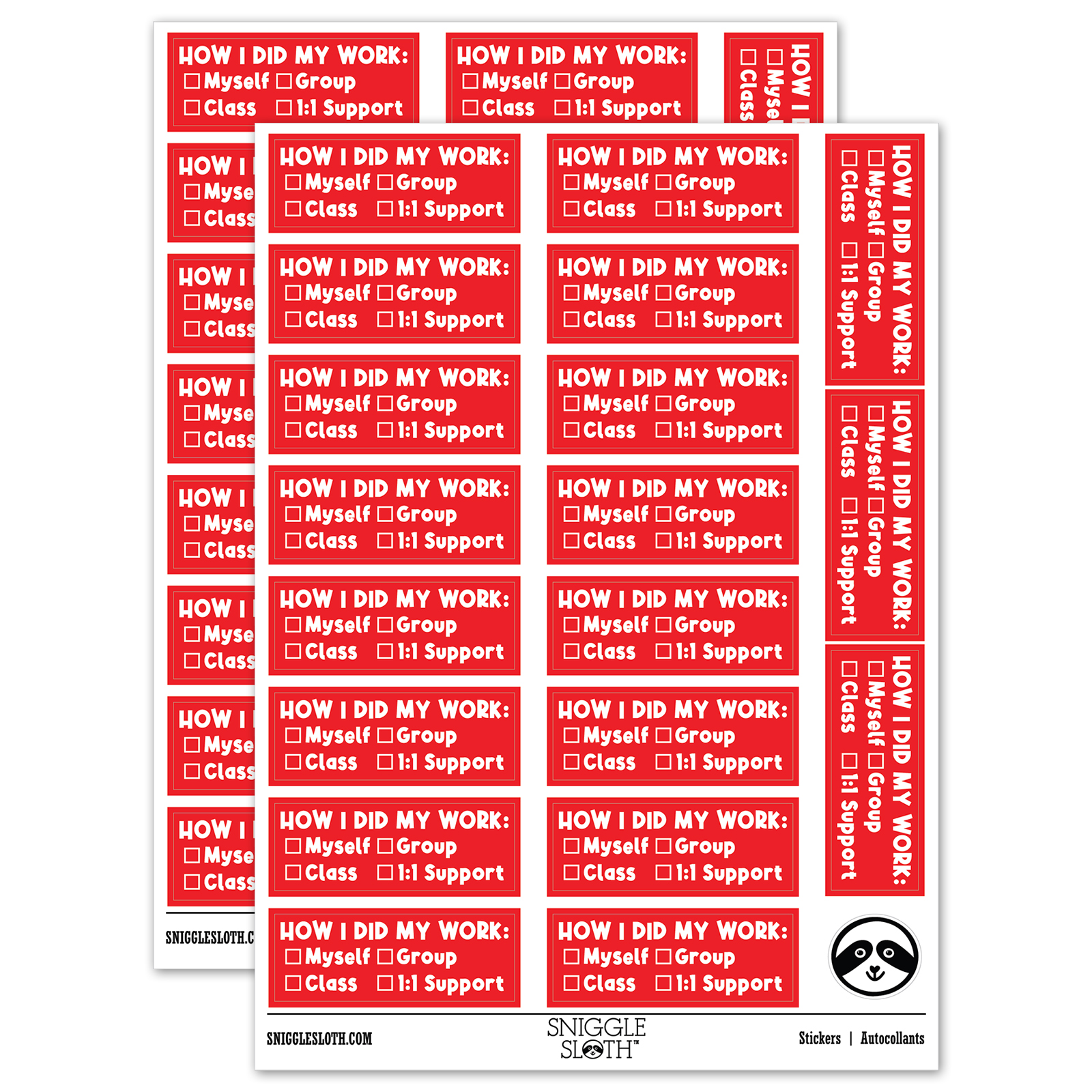 How I Did My Work Checklist Teacher Student School Sticker Set - Red ...