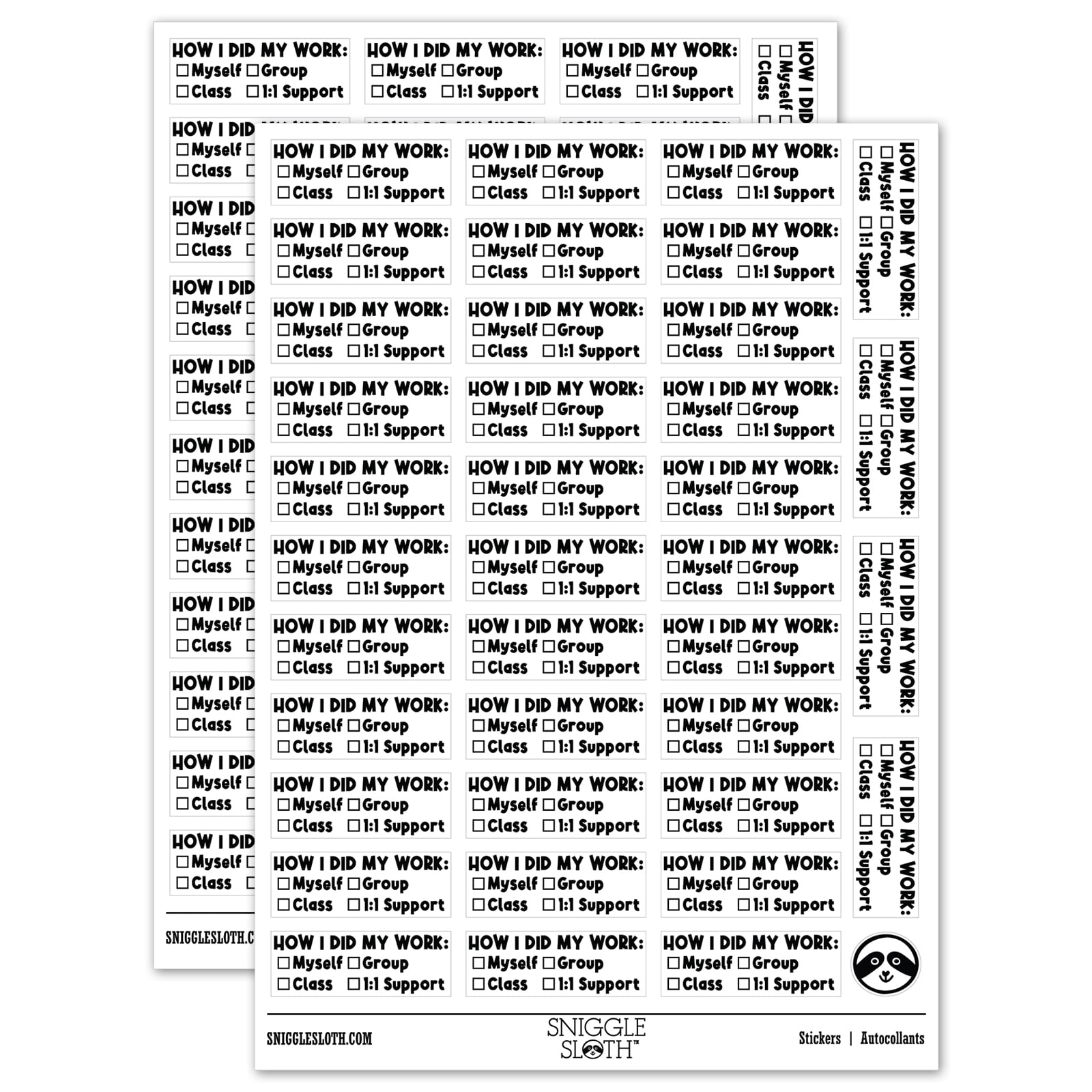 How I Did My Work Checklist Teacher Student School Sticker Set - White ...