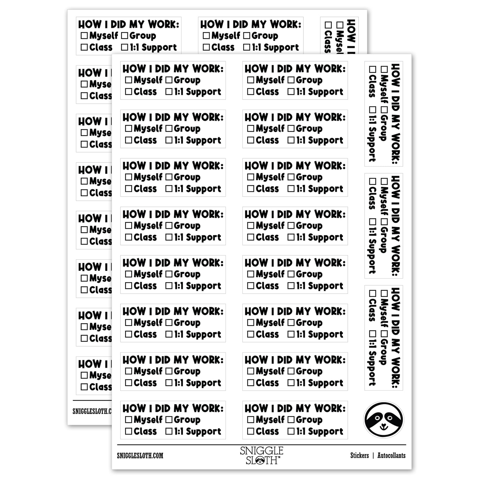 How I Did My Work Checklist Teacher Student School Sticker Set - White ...
