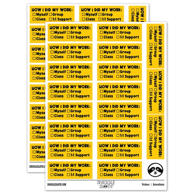 How I Did My Work Checklist Teacher Student School Sticker Set - Yellow ...
