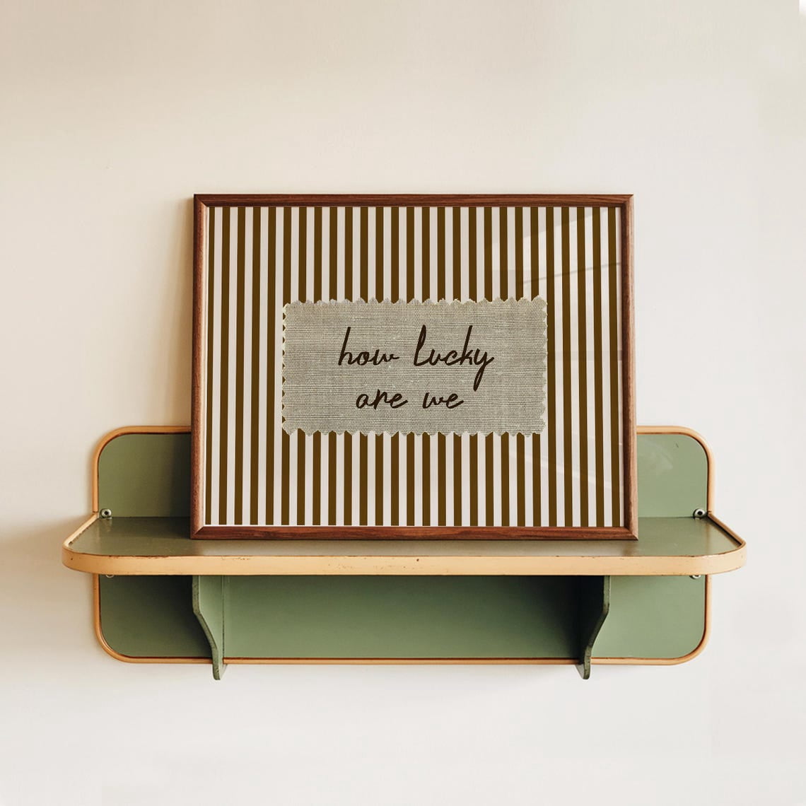 How Lucky Are Hand Written Minimalist Brown Stripes Typography Art ...