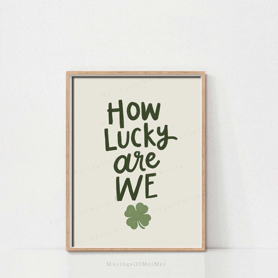 How Lucky Are We St Patricks Day Shamrock Quote Decor, Unframed Canvas ...