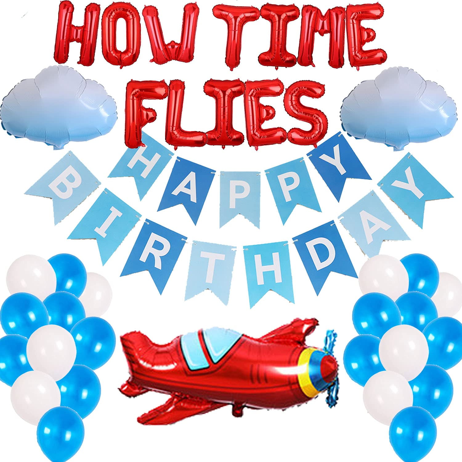 How Time Flies Airplane Birthday Decorations, BSL1 Airplane Birthday ...
