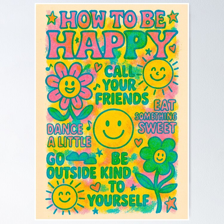 How To Be Happy Poster- Unframed Poster | Wall Art | Perfect For Home ...