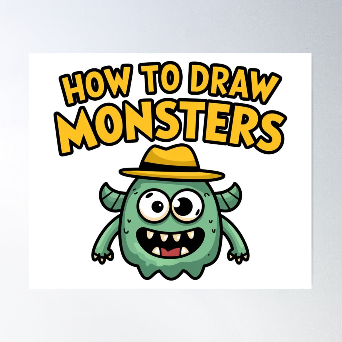 How To Draw Monsters Poster Wall Art, Modern Wall Decor For Living Room ...
