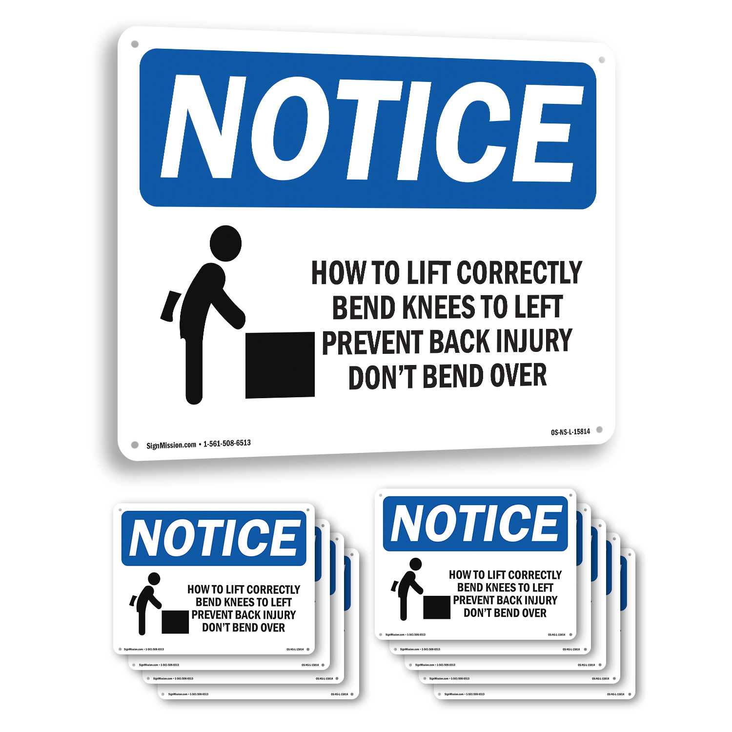How To Lift Correctly Prevent Back Injury OSHA Notice Rigid Plastic ...