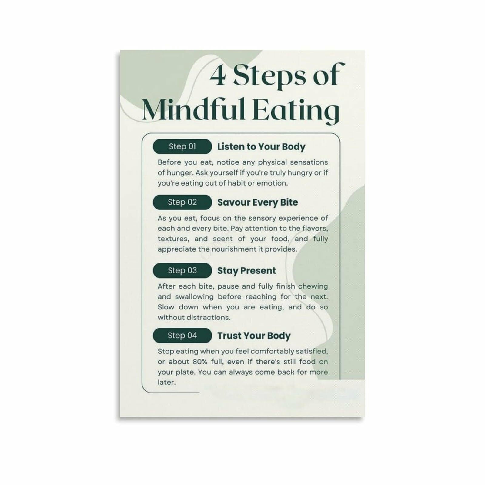 How To Practice Mindful Eating Guide Restaurant Wall Decor Poster (3 ...