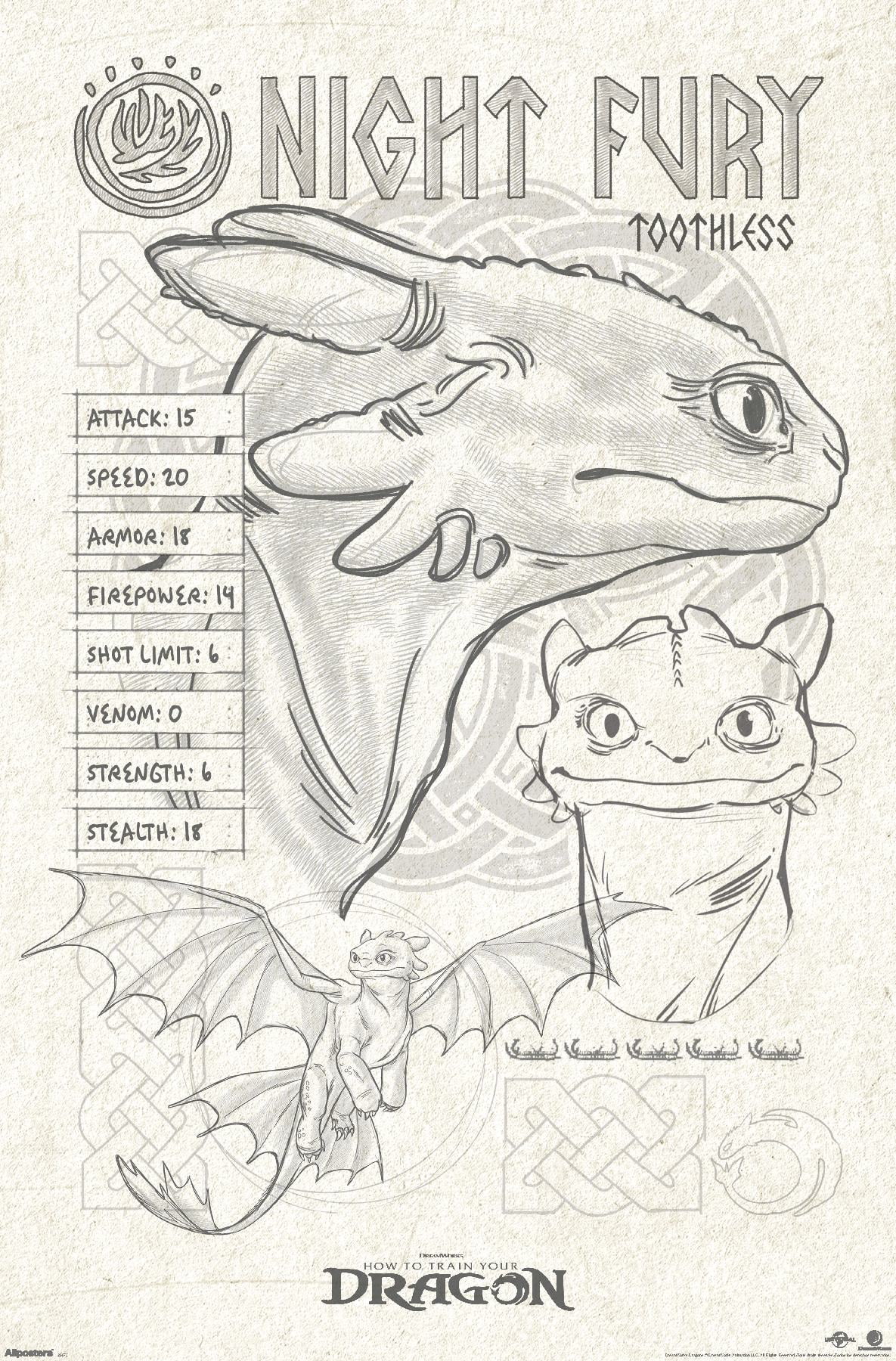 How To Train Your Dragon (2025) - Toothless Illustration Wall Poster ...