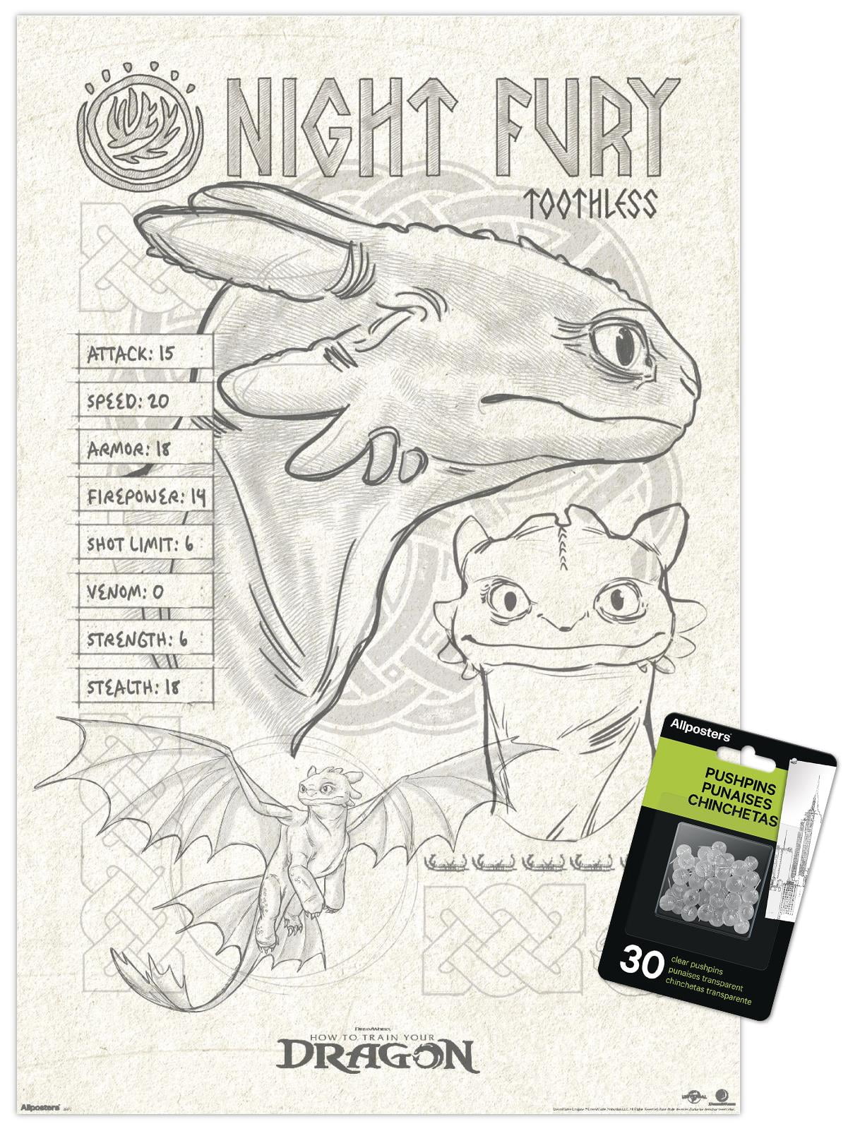 How To Train Your Dragon (2025) - Toothless Illustration Wall Poster ...