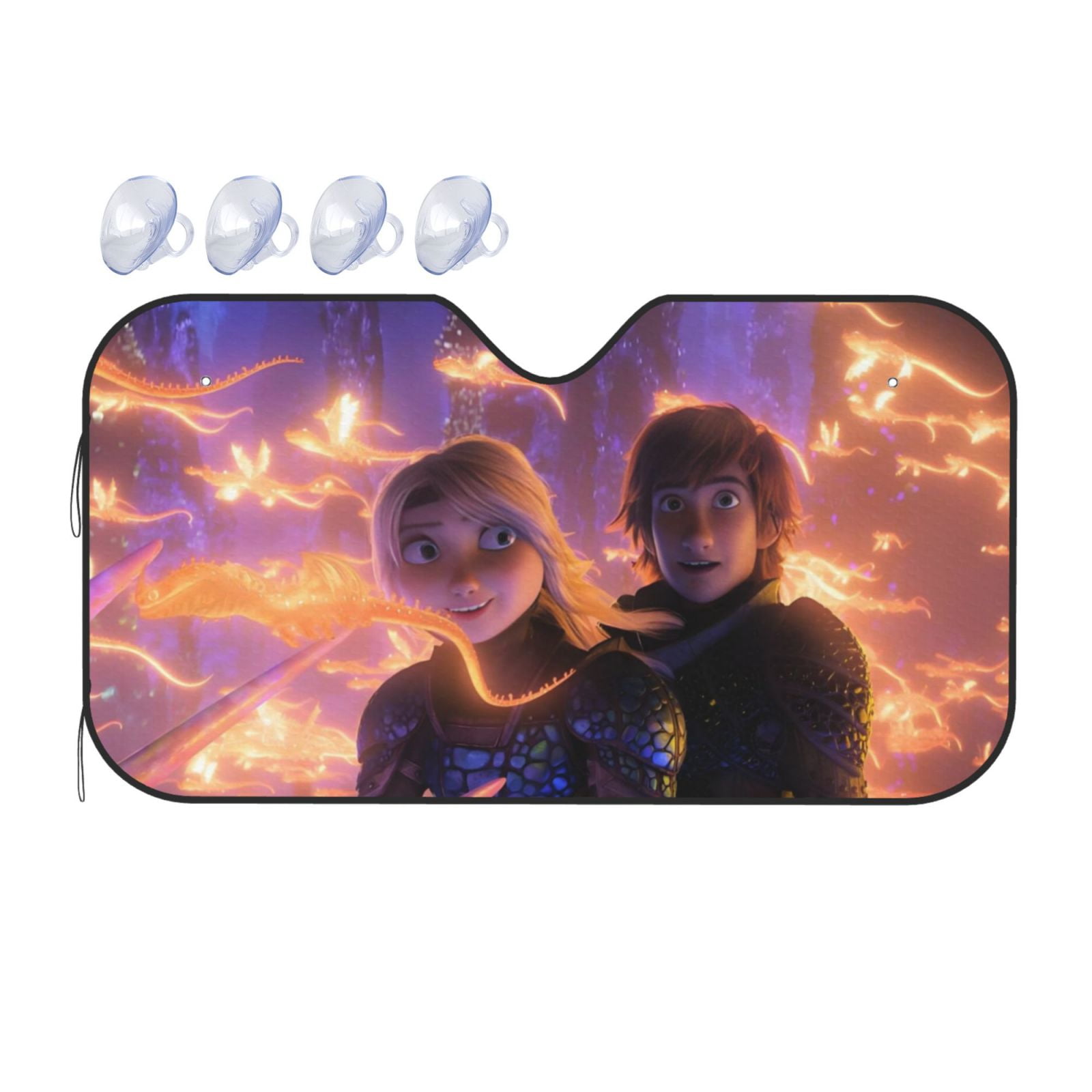 How To-Train Your-Dragon Car Windshield Sunshade Dragons Black and Red ...