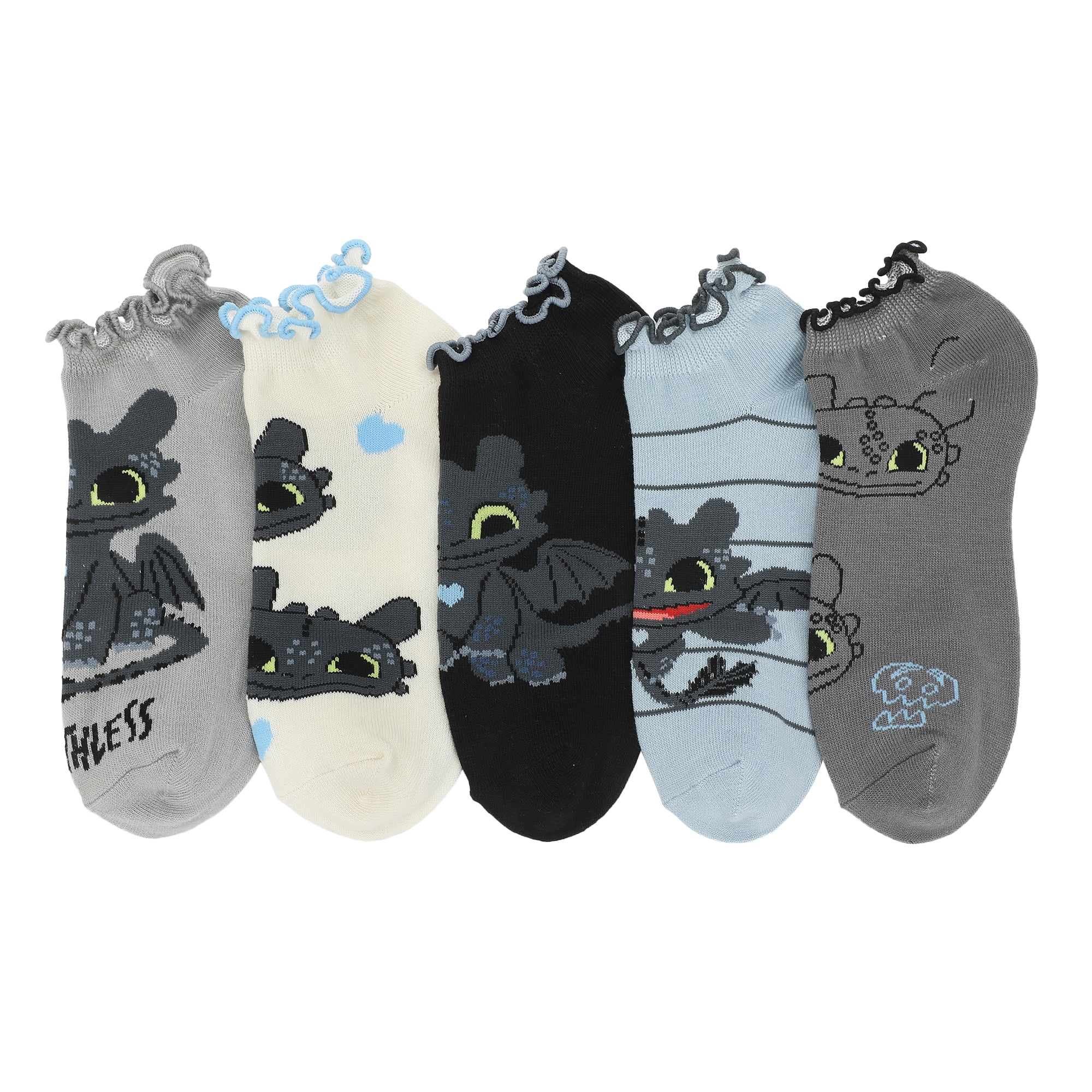 Bioworld How To Train Your Dragon Toothless Ankle Socks, 5-Pair ...
