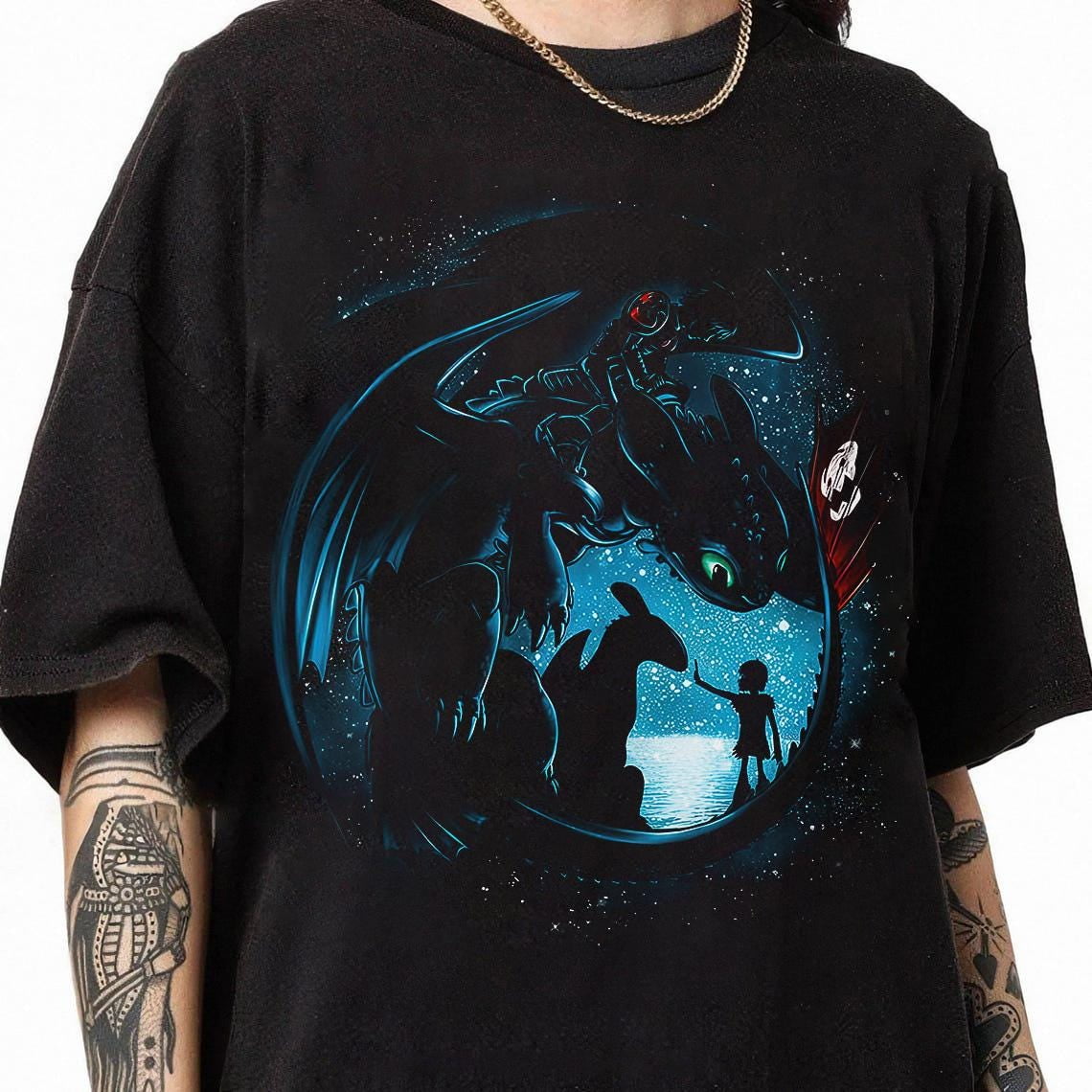 How To Train Your Dragon Toothless Hiccup Shadow Retro T-Shirt ...
