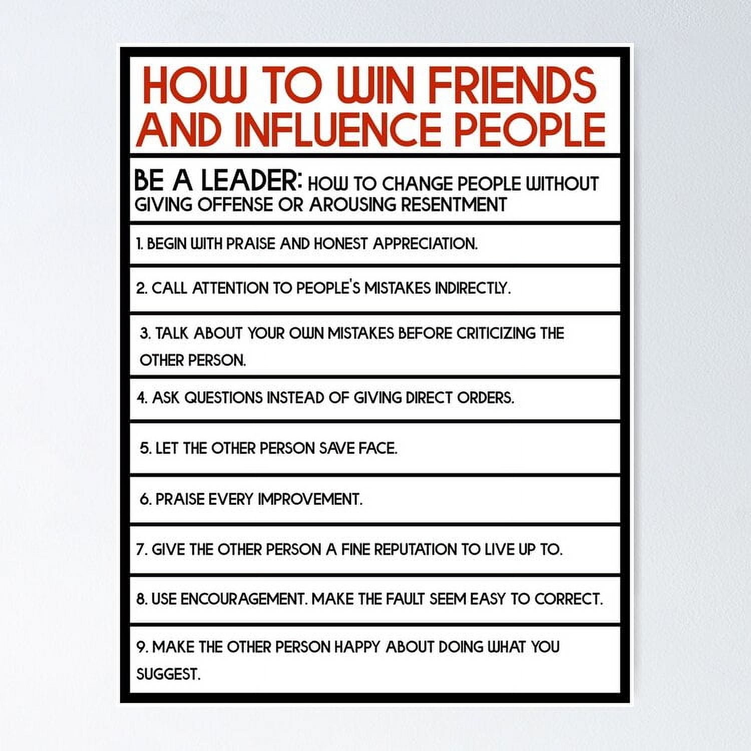 How To Win Friends And Influence People - Be A Leader Poster- Unframed ...