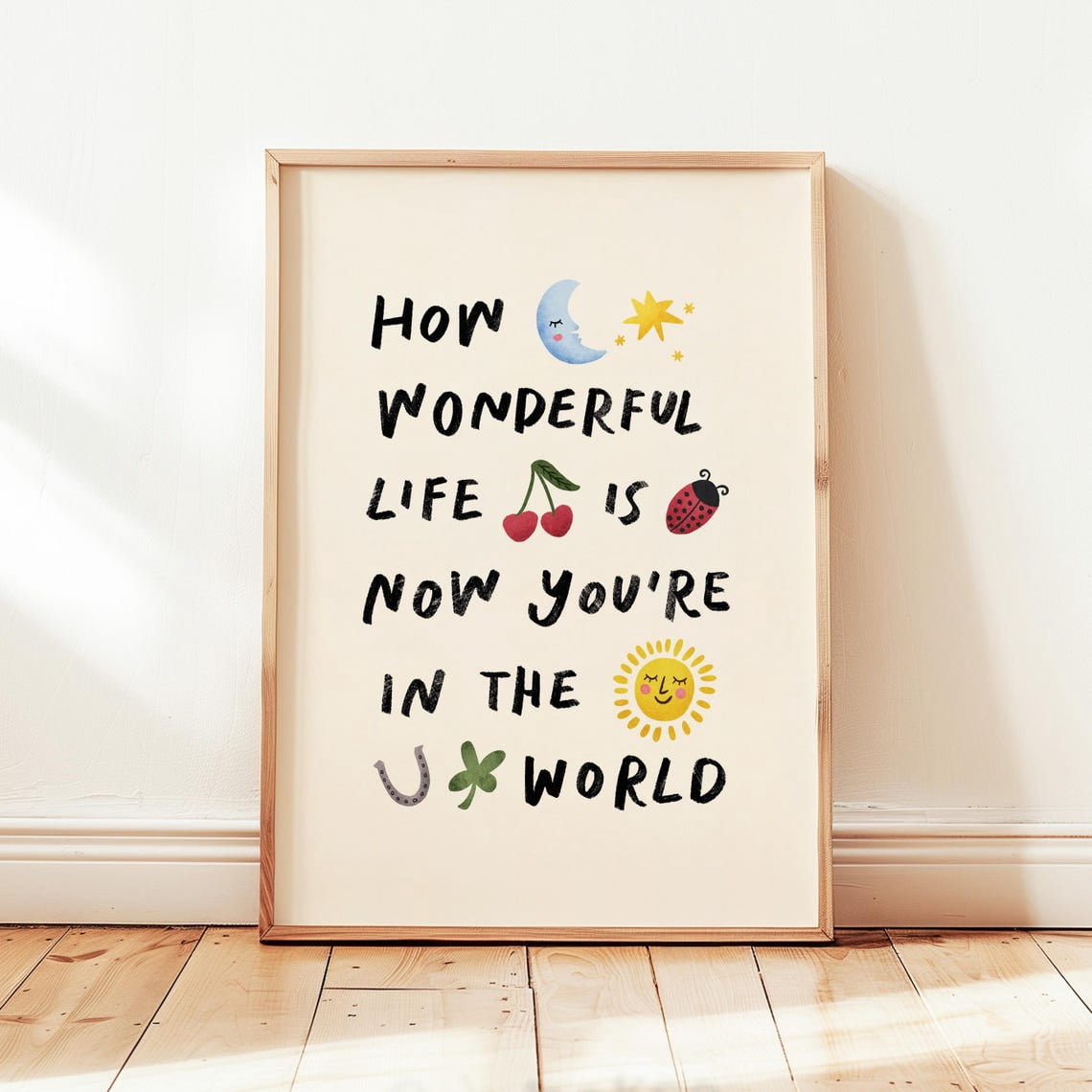 How Wonderful Life Is Poster Neutral Playroom Minimalist Nursery Wall ...