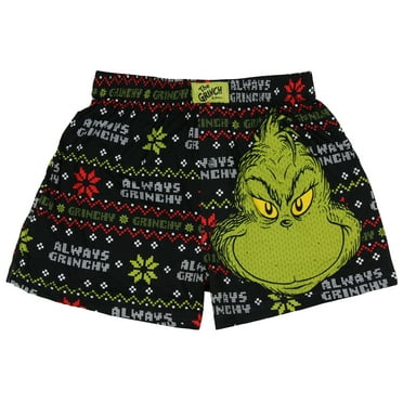 Dr. Seuss Grinch Merry Grinchmas Santa Grinch Buffalo Plaid Boxer ...