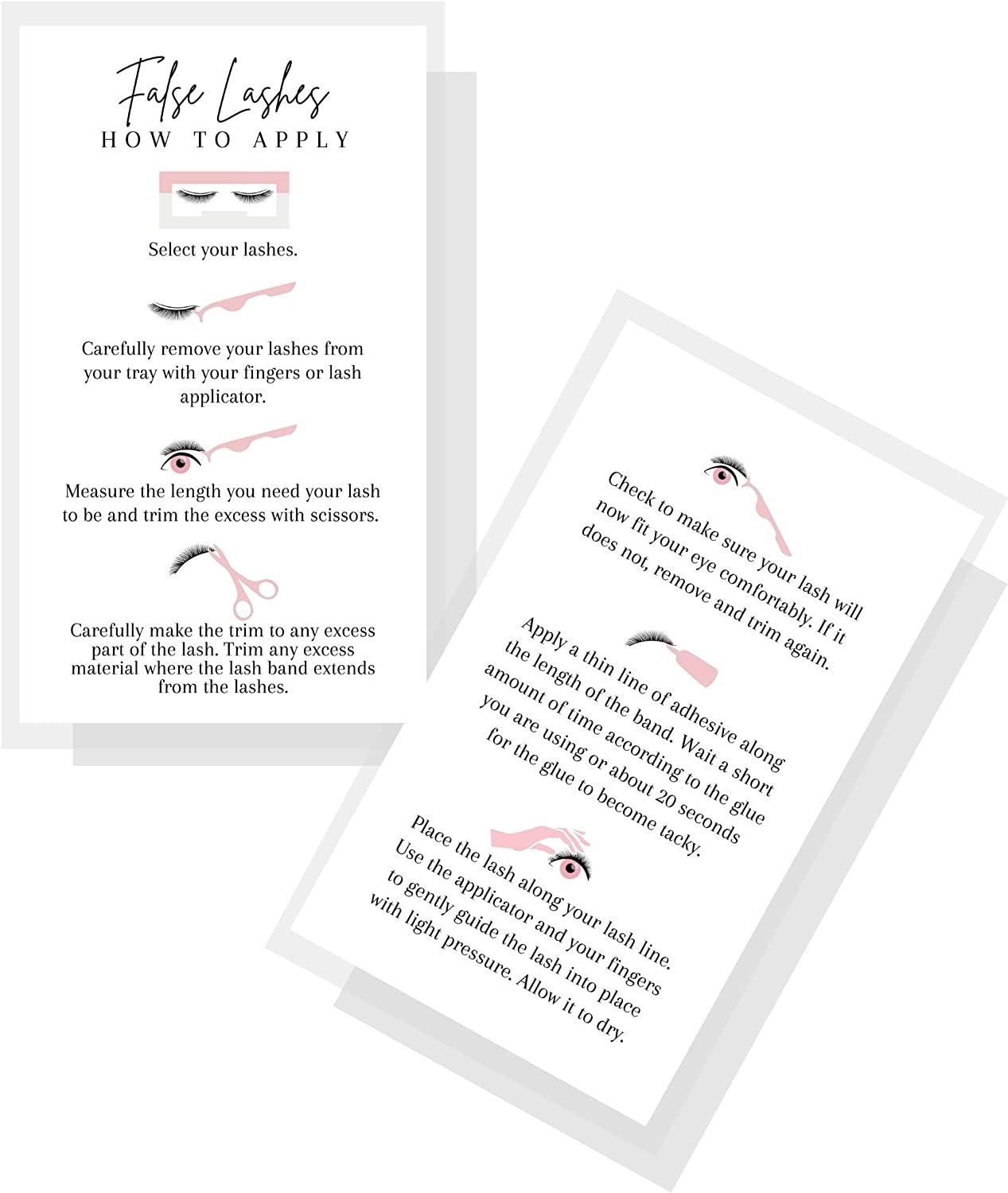 How to Apply False Lashes Card Physical Printed 2" x 3.5" inches ...