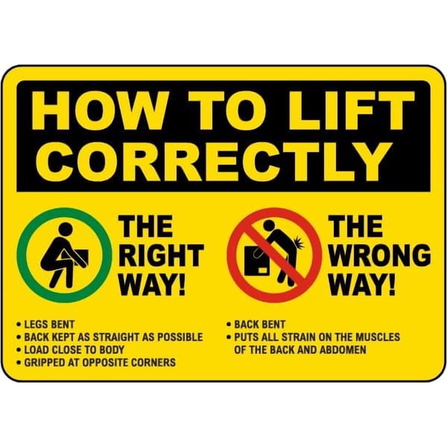 How to Lift Correctly Sign Safety Signs Awareness Lifting Metal Tin \8 ...