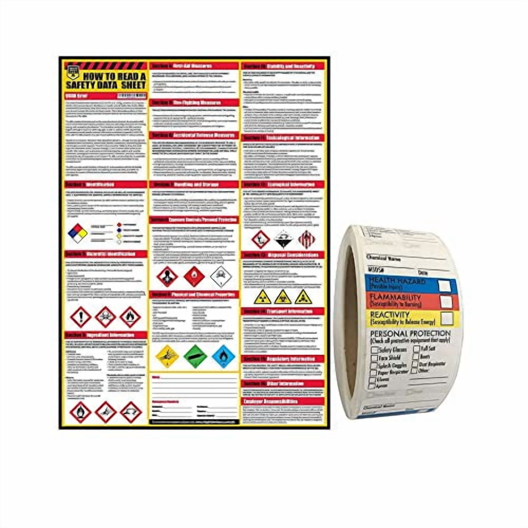 How to Read A Safety Data Sheets (SDS/MSDS) Poster, 24 x 33 Inch, UV Coated with SDS/MSDS - Roll ...