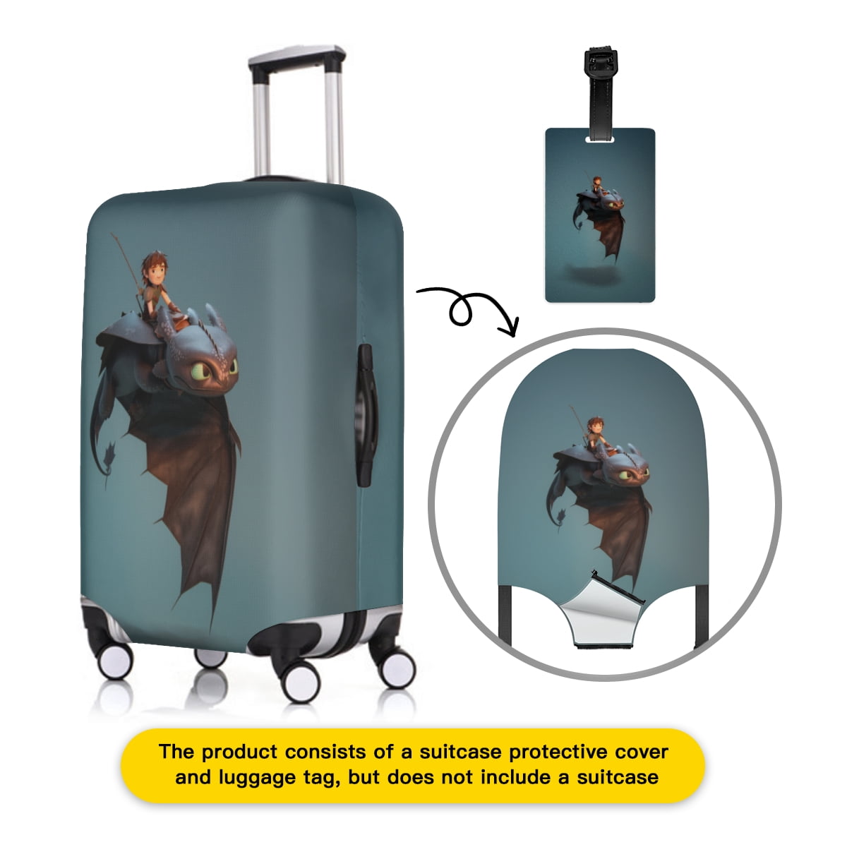 How to Train Your Dragon Luggage Cover, Hard Shell Suitcase Cover with ...