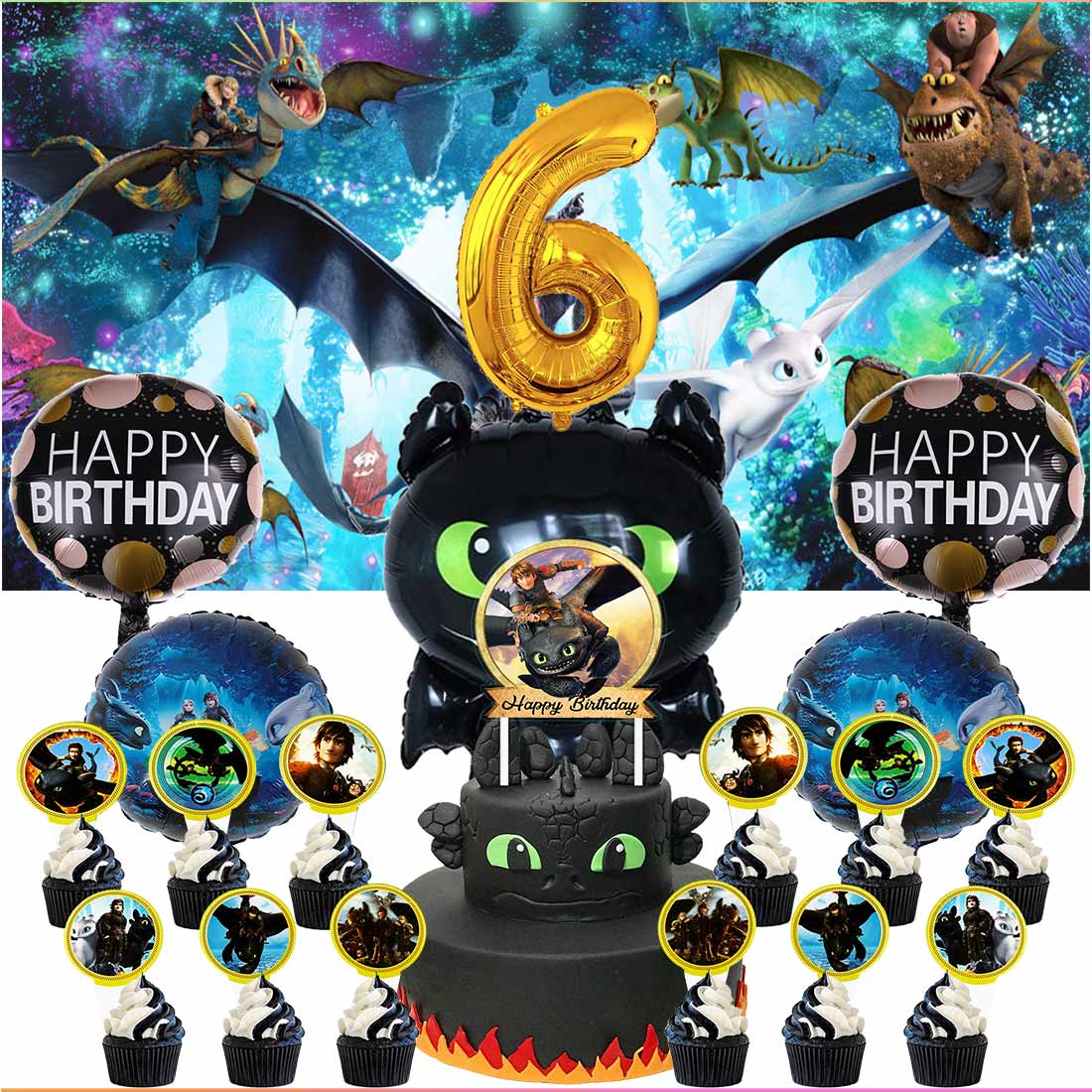 How to Train Your Dragon Party Supplies Decor 6th Kit Balloons Birthday ...