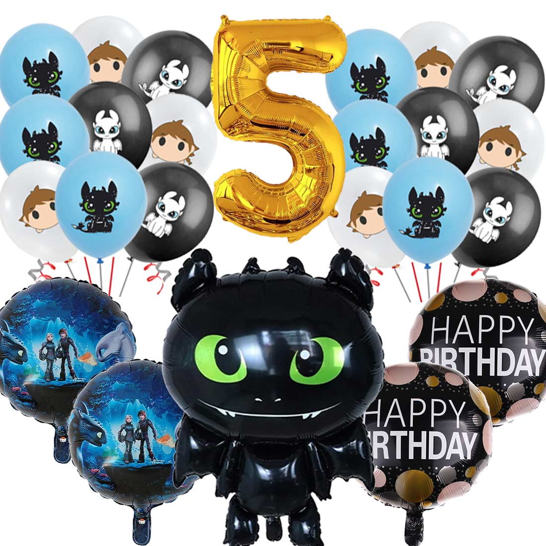 How to train your dragon Balloons Party Supplies 5th Big Number ...